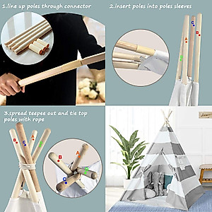 Kids Teepee Tent for Kids Play Teepee Tent for Boys Indoor Outdoor Play House, Kids Teepee Play Tent for Boys,Canvas Tipi Tent Kids,Grey Stripe Teepee