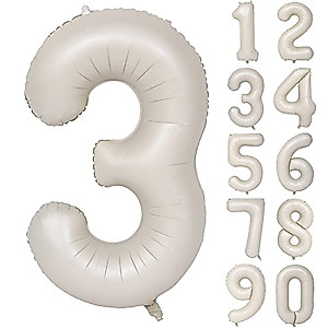 40 In Cream white Number Balloons Helium Foil Mylar Balloon Birthday Party banquet Decoration Digital 3