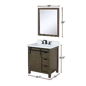 Bell+Modern Ketchum 30 inch Rustic Brown Bath Vanity and Cultured Marble Countertop