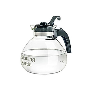 CAFÉ BREW COLLECTION High End Borosilicate Glass Stove Top Whistling Tea Kettle - Best BPA Free Kettle - Best Heat Resistant Glass Tea Kettle - 12 Cup Stovetop Glass Whistling Tea Kettle by Medelco