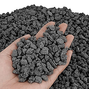 Mr. Fireglass 10 Pounds Black Natural Lava Rock for Indoor Outdoor Gas Fire Pits Fireplaces & Barbecue Grills | Volcanic Lava Stones for Decorating Garden Landscaping, Potted Plants, 0.2"-0.3"
