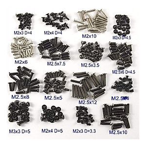 Tap Bolts 320Pcs/Set Laptop Computer Notebook Screws Kit Assemble Fastening Flat Head Black Repair Case for IBM Dell Lenovo Samsung Screws