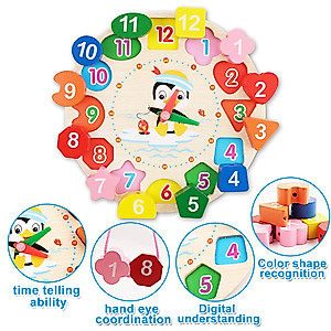 Wooden Peg Puzzles for Toddlers, 3 Pack Montessori Educational Learning Puzzles Toys for Kids Ages 1-3, Early Educational Preschool Wooden Puzzle Gift for Boys and Girls 1 2 3 4 5 Years Old