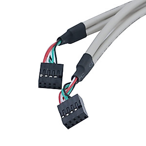 Antrader 4 Ports USB 2.0 Port Slot Plate Adapter Panel Cable Female Screw to Motherboard 9pin Header Panel Mount Cable Copper Extender Cable 30cm Long 2pcs