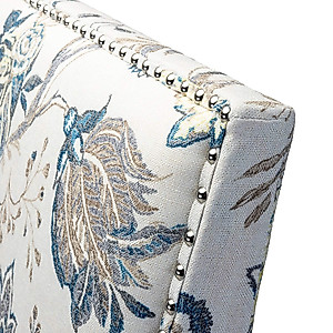 HULALA HOME Modern Accent Chair with Arms and Wooden Legs, Mid Century Accent Chair Armchair High Back Rest, Padded Armrest and Comfortable Cushioned Seat for Living Room (Blue Yellow Floral)