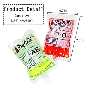 20 Pack Blood Bags for Drinks,8.5oz Anti-Leak Bags with Cap,Reusable Food Grade Bags,Decoration Cups for Halloween and Christmas