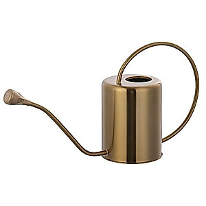 Yowon 1/2 Gallon 68oz Long Spout Stainless Steel Gold Colored Watering Can for Indoor Plant Watering or Outdoor Gardening with 2 Removable Spray Spout for Flowers