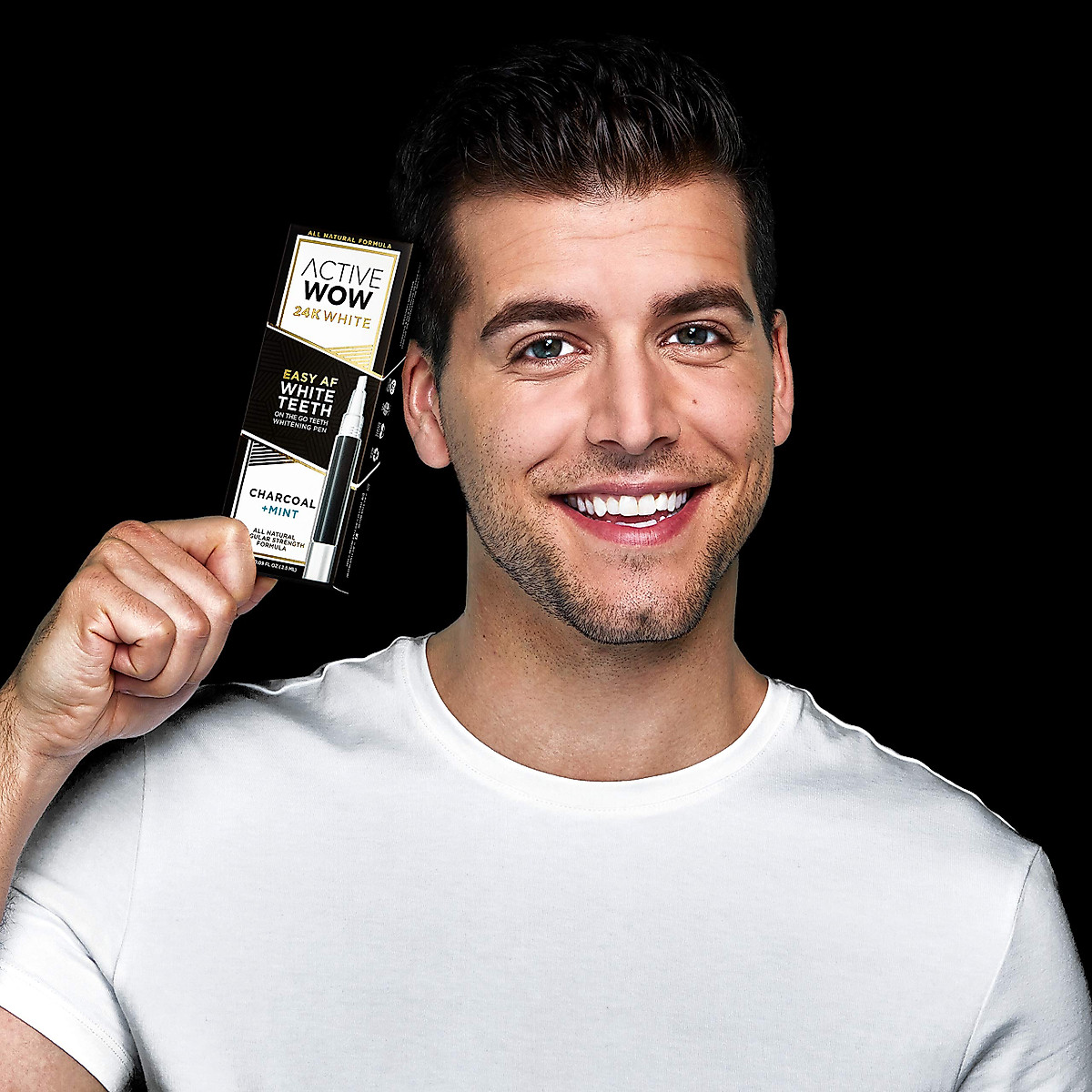 Active Wow 24k White Charcoal Teeth Whitening Pen - Tooth Whitening Pen, Fluoride Free, Cruelty Free, Sulfate & Paraben Free, Made in The USA, Teeth Whitening Stick - Charcoal & Mint