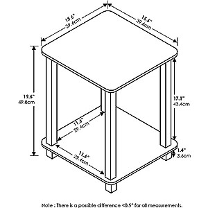 Set of 2 Black Side End Tables for Small Spaces with Storage Living Room Bedroom