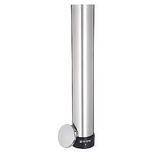 San Jamar C3200P Stainless Steel Pull Type Beverage Cup Dispenser, Fits 6oz to 10oz Cup Size, 2-7/32" to 3-3/16" Rim, 23-1/2" Tube Length