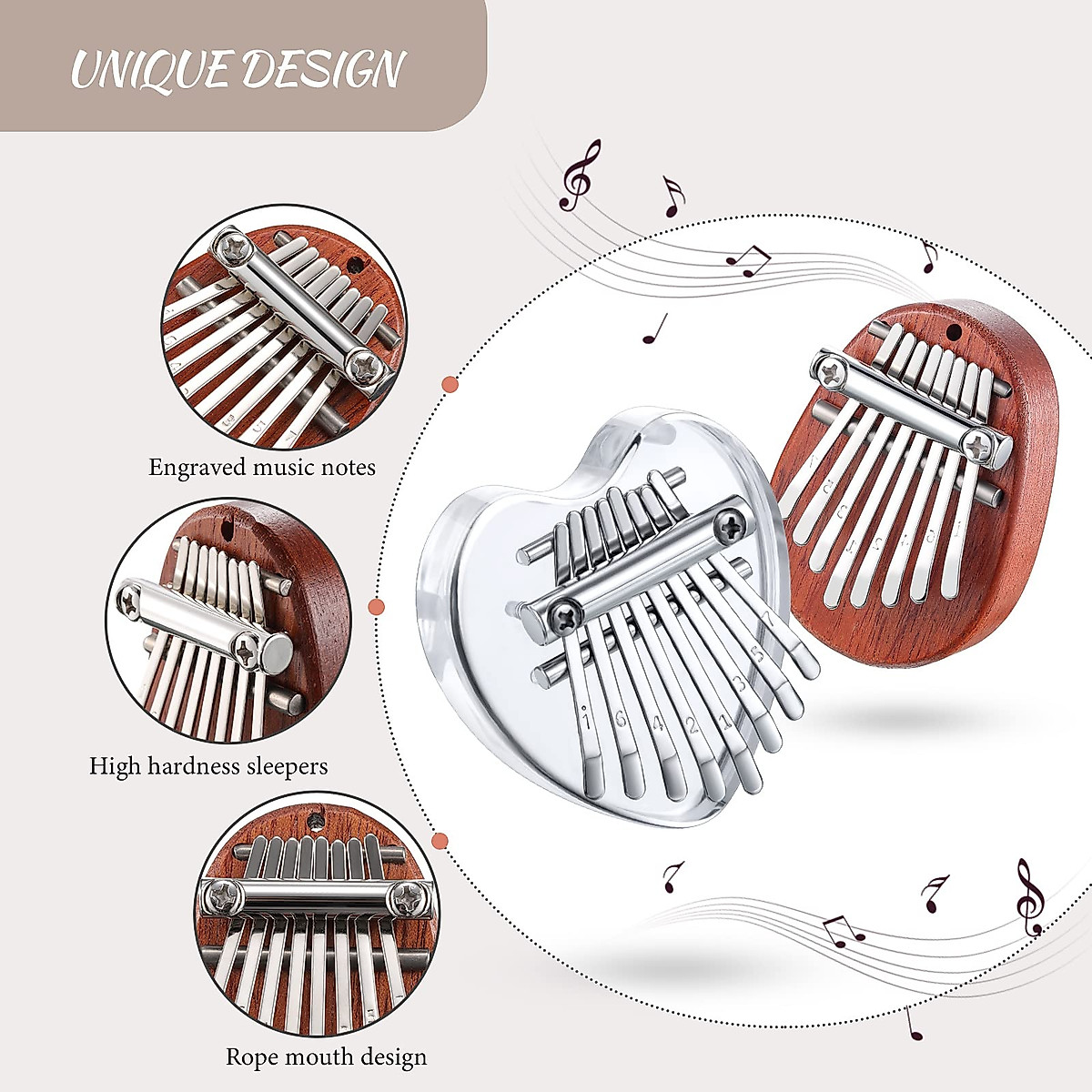 Yeshone 2 Sets Mini Kalimba 8 Key Thumb Piano Christmas Gift Sets for Kids Adults Beginners, Mini Finger Thumb Piano Finger Harp Adults Beginners Small Handheld Instrument