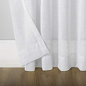 No. 918 Winnie Slub Textured Linen Blend Sheer Tie Top Curtain Panel, 50" x 63", White