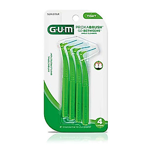 GUM Proxabrush Go-Betweens - Angled- Interdental Brushes - Soft Bristled Dental Picks for Plaque Removal Health - Safe for Braces & Dental Devices, 4ct (6pk)