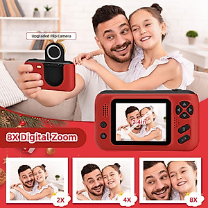 Kids Camera,Christmas Birthday Gifts for Boys and Girls Age 3-8,Kids Video Camera for Toddler 3 4 5 6 7 8 9 Years Old,1080P Volgging Toys Camera for Children Red