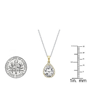 Dazzlingrock Collection 14K 9X6 MM Pear Lab Created Gemstone & Round Diamond Ladies Teardrop Pendant, Yellow Gold