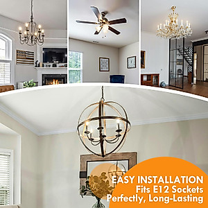 LEDIKON 12 Pack Dimmable E12 LED Candelabra Bulbs 60W Equivalent,2700K Soft Warm White Chandelier Light Bulbs,6W 530 Lumens Candle Light Bulbs for Chandelier Ceiling Fans