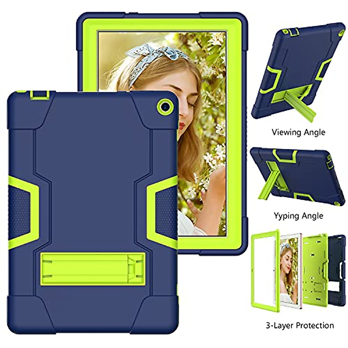 Mignova For Walmart surf onn Tablet Pro 10.1 Case Model 10003562 Tablet Soft Silicone & Had Back Cover For Walmart Onn 10.1 inch Pro Android Tablet 2020 Case Kids Friendly Shock-Resistant (Navy+Green)