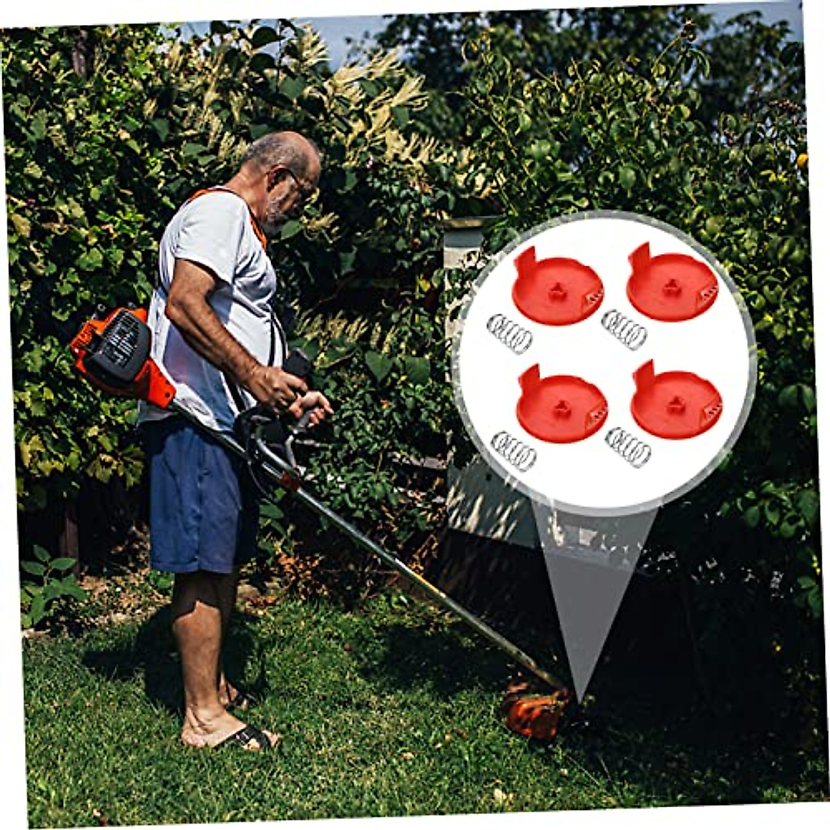 Asakkura 4 Sets Spring Gardening Garden Accessory Spool with Rc- Cover Replacement Cutting Mower and Covers Accessories Lawnmower Parts Trimmer for Lawn Springs Grass Cap