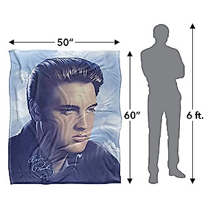 Elvis Presley Blanket, 50"x60", Big Portrait Silky Touch Sherpa Back Super Soft Throw Blanket