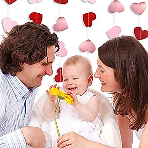 Heart Garland Banner Valentine's Day Decorations, Wedding Decor, Mother's Day| Paper Heart Hanging Banner | Engagement Decorations, Baby Shower Bridal Love Anniversary | Valentines Photo Props | Background decor, Wall Decorations, Curtain and Window Displ