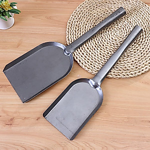 Cabilock 2Pcs Long Ash Shovel Handheld BBQ Charcoal Ash Poker Scoop Oven Ash Shovel Mini Dust Pan for Wood Stoves Campire Fireplace