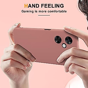 YENAPOON for OnePlus Nord N30 5G Case and 1 Pack Tempered Glass Screen Protector, Slim Liquid Silicone Shockproof Protective Case - Rose Pink