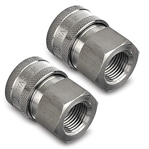3/8 Quick Connect Fittings by ESSENTIAL WASHER - Set of 2 – 3/8 Inch Female Stainless Steel Pressure Washer Quick Connect Fittings - Quality Pressure Washer Quick Connect Kit 2-Pack