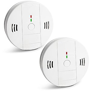 Combination Smoke and Carbon Monoxide Detector Alarm, 2-Pack Beeps Warning Smoke and CO Alarms for Basements Travel Home Office House Bedroom Living Room Car, Battery Operated, Comply with UL 217/2034