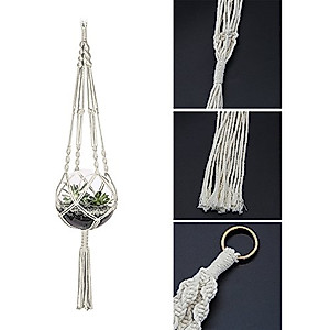 Wiwaplex Macrame Plant Hanger, 2 Pack Plant Hanger, Cotton Rope Plant Hangers Indoor Outdoor, 4 Legs Plant Hanger Brackets, Flower Pot Hanging Plant Holder for Home Decorations (White) (40 Inch)