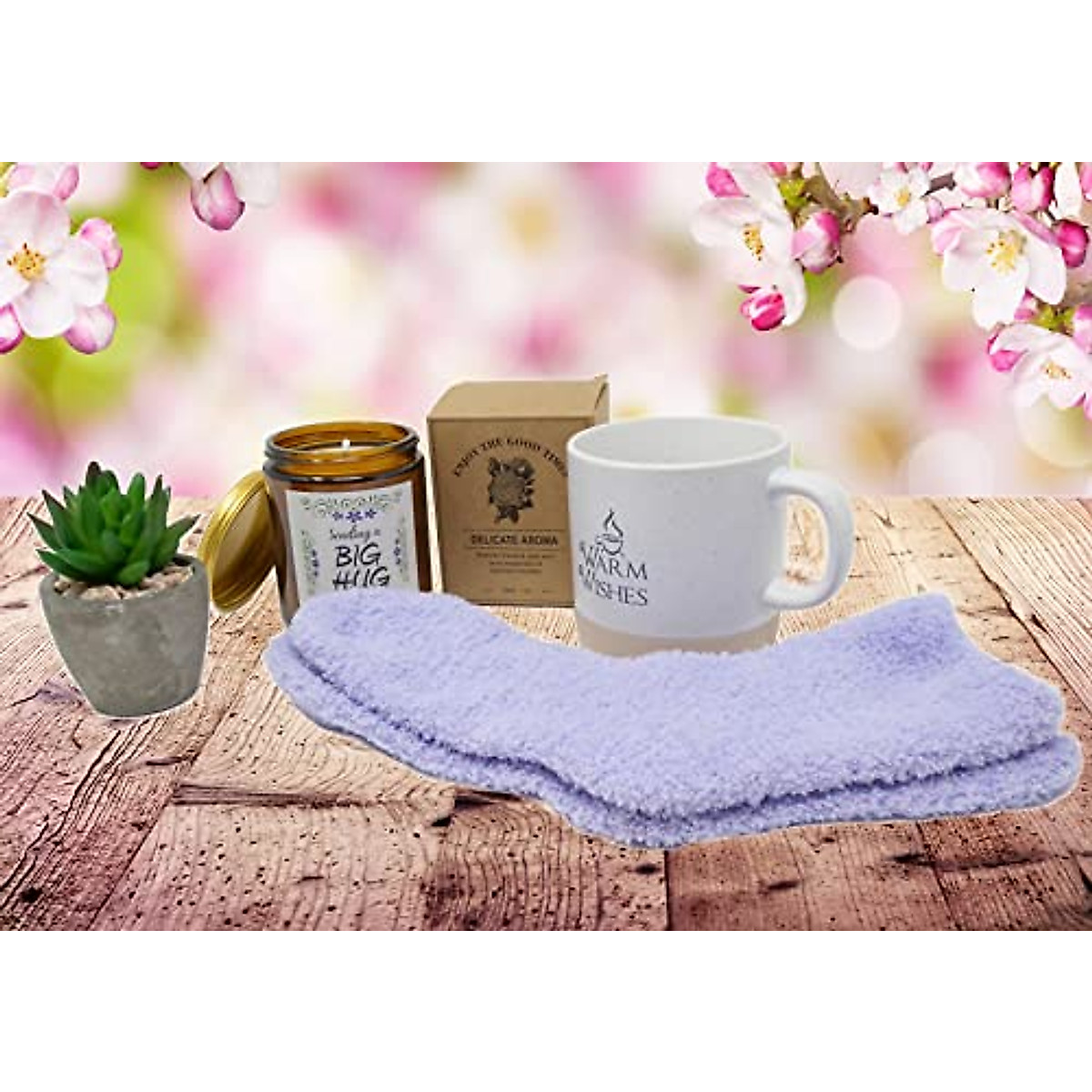 Thinking of you Get well soon gift for women | Care Package gift basket, variety box, after surgery recovery, feel better encouragement female mug, socks & Candle plant | Friend, Mom, girlfriend