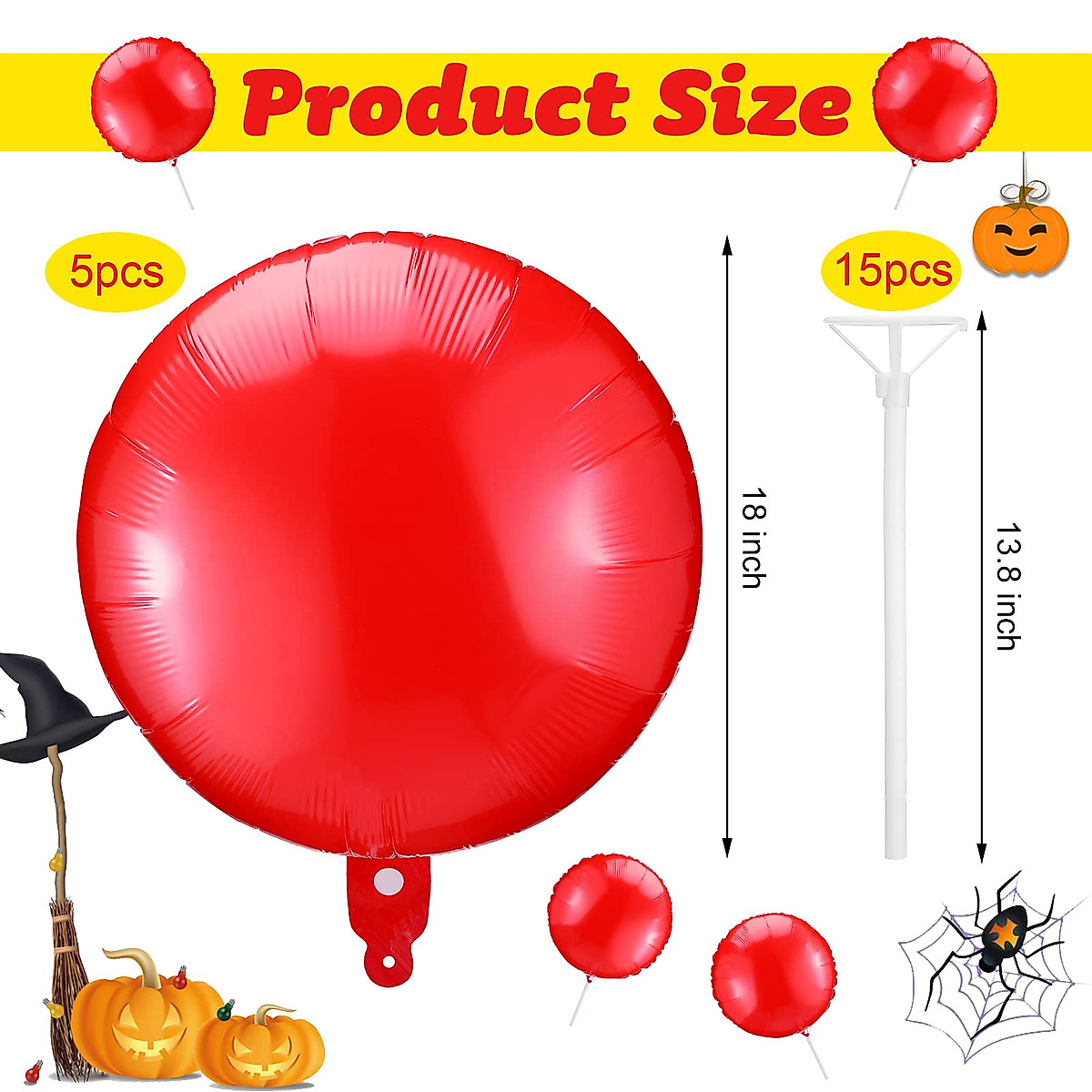 Halloween Decoration Includes 5 Pack Reusable Balloon Kit with Removable Clip and Pole Halloween Prop Halloween Decoration for Halloween Display