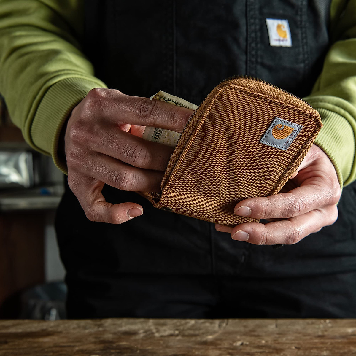 Carhartt Canvas Zip, Durable Zippered Wallets for Men, Nylon Duck (Deep Wine), One Size