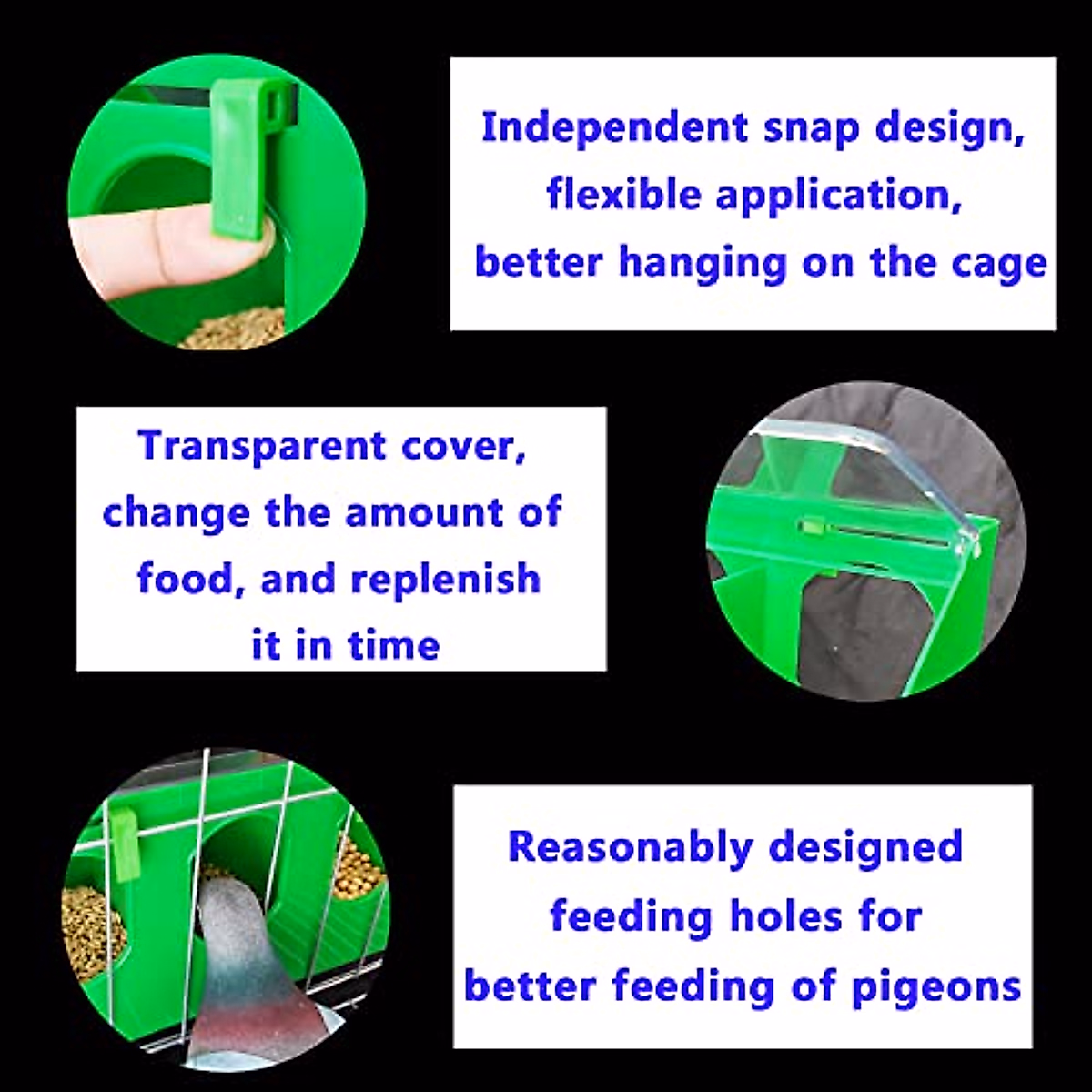 Pigeon Feeder Quail Feeder Water 2 Pack Bird Chicken Duck Feeder with 3 Hole Pet Bowls & Feeders Eat Food (Three Hole)