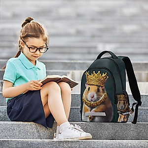 NFMILI Hamster King Kids Backpack Lightweight Middle School Elementary Bookbags for Boys Girls School Bag with Chest Strap 11.6 X 6.9 X 16.7 IN