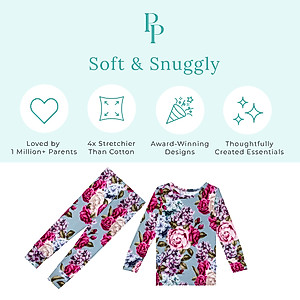Posh Peanut Girls Pajamas - Soft, Viscose from Bamboo PJs for Kids - Matching, Long Sleeve Toddler Pajamas for Girls (6-12 Months) Lacey