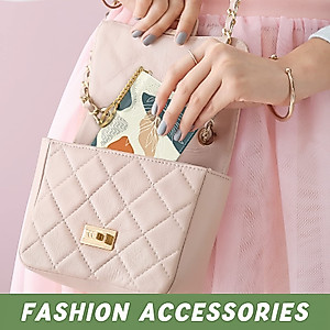 Aiawoxc Credit Card Holder, Small RFID Card Wallet Slim Leather Card Organizer Case with Zipper & Keychain, Abstract Boho Leaves