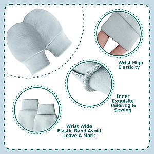 Newborn Baby Hats and Mittens Set for Boys & Girls Preemie Caps/Unisex Infant Beanie Baby Set 0-6 Months (Pack 6- Black, White, Darkblue, Lightblue, Grey, Brown, Ear)