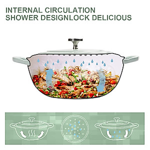 M-COOKER 4.5 Quart Dutch Oven Pot with Lid: Versatile Cast Iron Enamel Dutch Oven for Sourdough Bread Baking or Frying, Roasting, and Simmering(Green), 13.7Lx10.2Wx6H