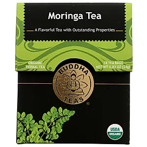 Buddha Teas Organic Moringa Tea - OU Kosher, USDA Organic, CCOF Organic, 18 Bleach-Free Tea Bags