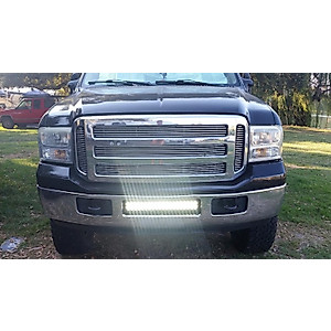 iJDMTOY Lower Grille 20-Inch LED Light Bar Compatible with 1999-2007 Ford F250 F350 Super Duty, Includes (1) 120W High Power LED Lightbar, Lower Bumper Opening Mount Brackets & On/Off Switch Wiring