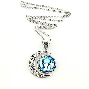 Jack and Sally Nightmare Before Christmas Moon Pendant Charm Crescent Necklace