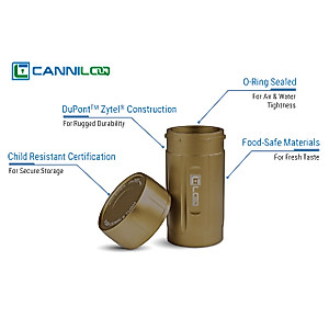 Canniloq TXD120 Premium Rugged Storage Jar and Airtight Container Keeps Herbs Fresh, High Strength Zytel, 120ml, Tan Body, Tan Cap