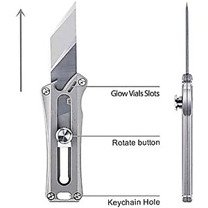 RovyVon V20 Titanium Utility Knife,Razor Blade Replaceable Knife,with Bottle Opener Keychain EDC Tool for Outdoor Hiking Camping (Gray)