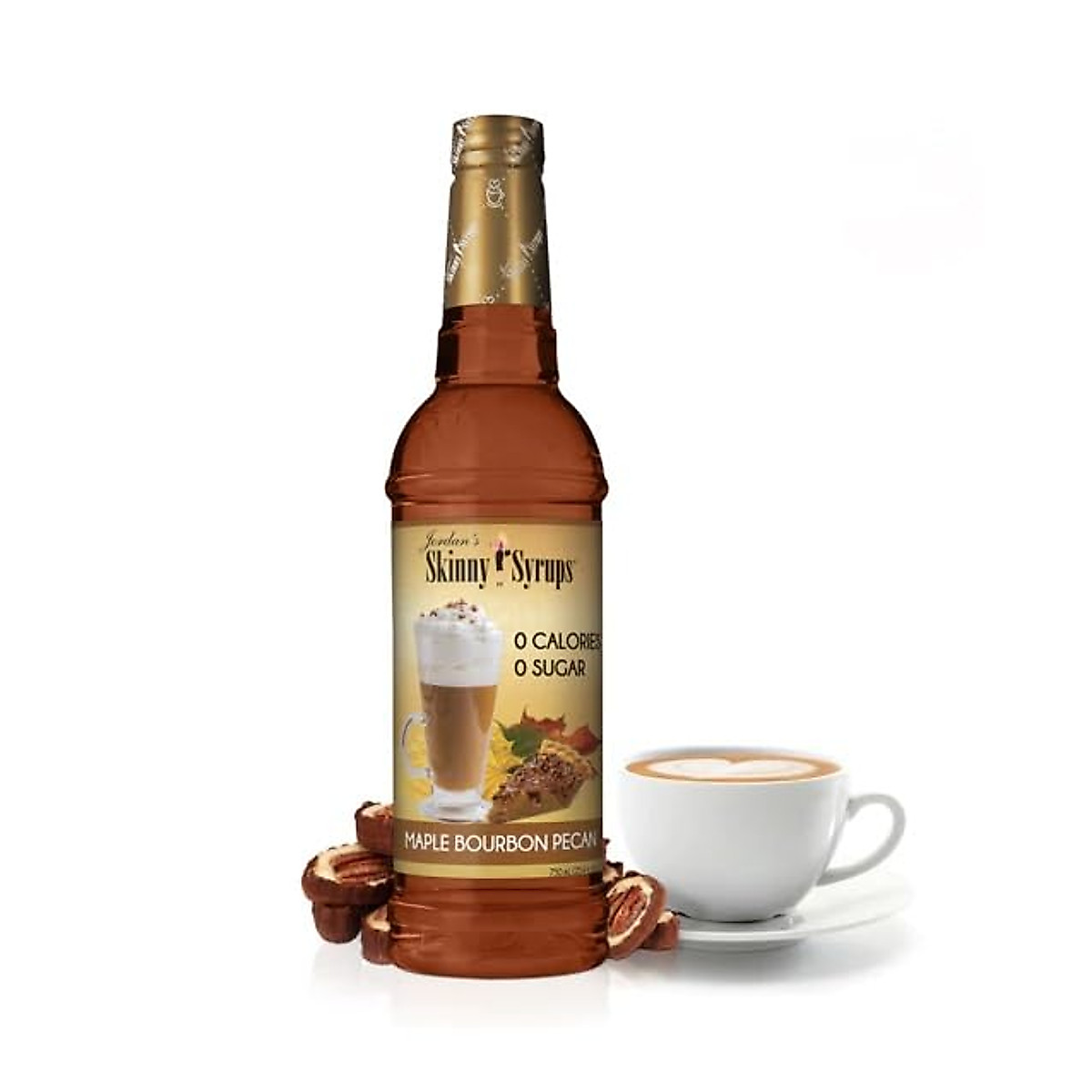 Jordan's Skinny Syrups Sugar Free Coffee Syrup, Maple Bourbon Pecan Flavor Drink Mix, Zero Calorie Flavoring for Chai Latte, Protein Shake, Food and More, Keto Friendly, 25.4 Fl Oz, 1 Pack