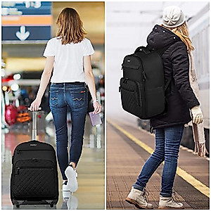 ZOMFELT Rolling Backpack for Women, Carry on Luggage Travel Backpack with Wheels, 17 Inch Laptop Backpack with Toiletry Bag, Wheeled Backpack for Travel Trip Business