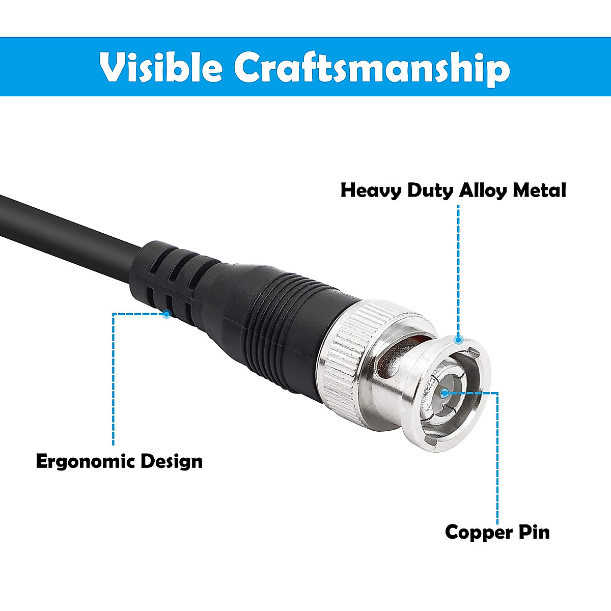YACSEJAO BNC Cable 3G/HD SDI Coiled Cable BNC to Right Angle BNC Extension Connector Adapter for Video Security Camera CCTV Systems, Oscilloscope（Can Extend Up to 2M/6.6FT）
