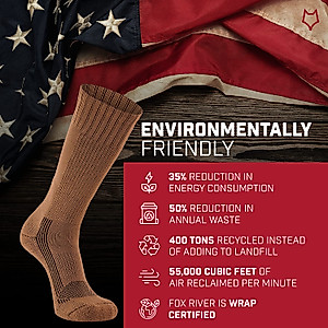 FoxRiver Mens Lightweight Military Mid-calf Socks Tactical Boot Lt Wt 6070, Coyote Brown, Large US