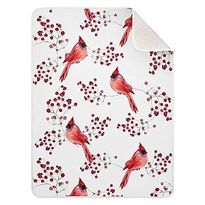 Ollabaky Cute Red Birds Baby Blanket for Boys Girls Cotton Throw Blanket Swaddle Blanket for Crib Stroller Nursery Receiving Blanket Infant Toddler Unisex 30"x40"