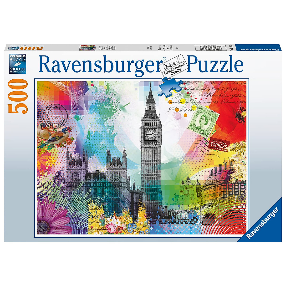 Ravensburger London Postcard 500-Piece Jigsaw Puzzle for Adults | Vibrant & Unique London Scene | Perfect Interlocking Fit | Long-Lasting Quality | Ideal for Ages 12 & Up
