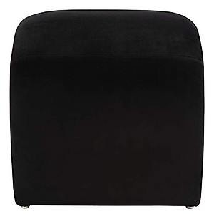 Safavieh Home Collection Kibo Modern Waterfall Black Velvet Ottoman (Fully Assembled)